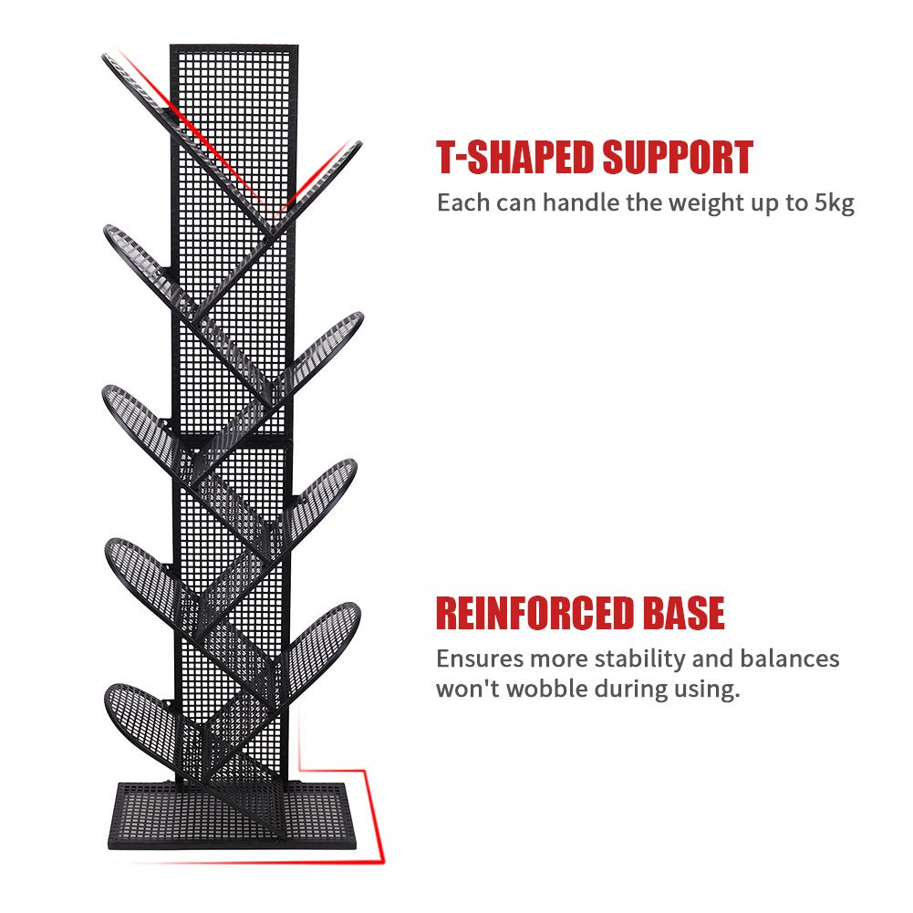 Buy Wisfor Metal Tree Bookshelf, 9-Tier Floor Standing Book Shelf Tree ...