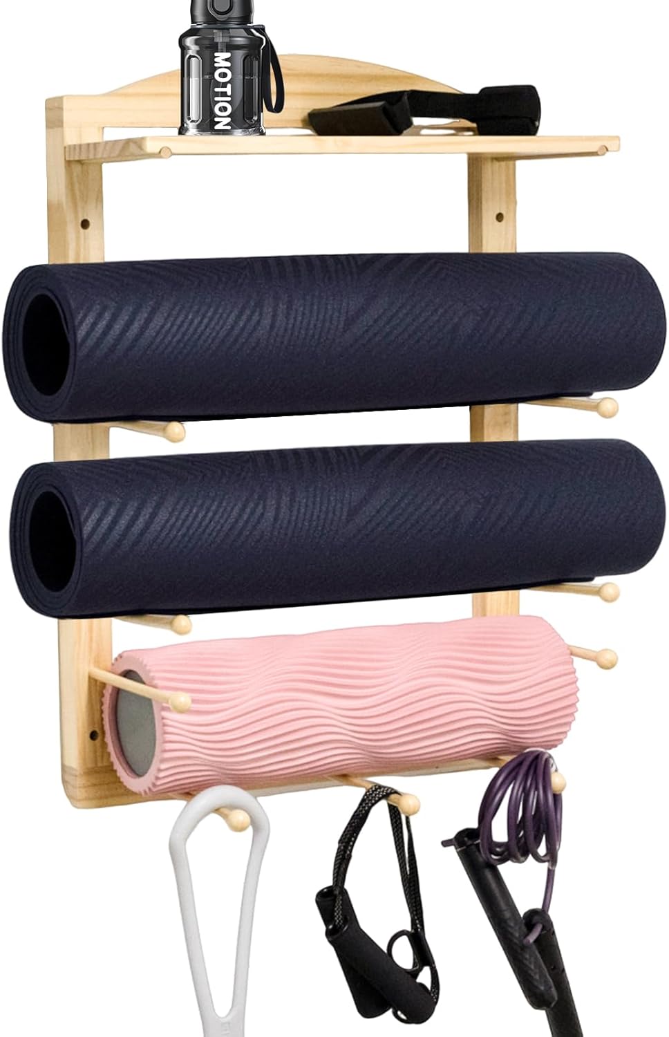 Amazon.com: Yikaroeli Yoga Mat Wall Mount Yoga Mat Organizer Wood Home ...