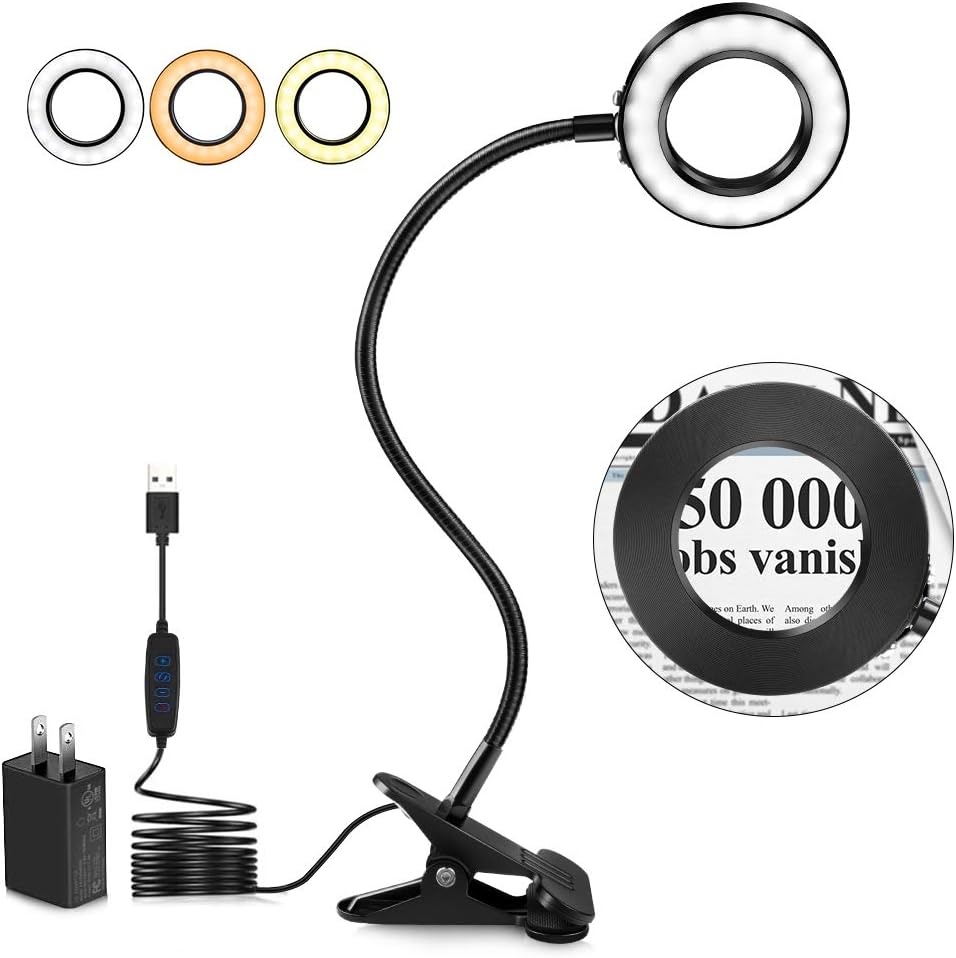 NA LED Magnifying Light Desk lamp, Ruboss 3X Magnifier Desk Light with ...