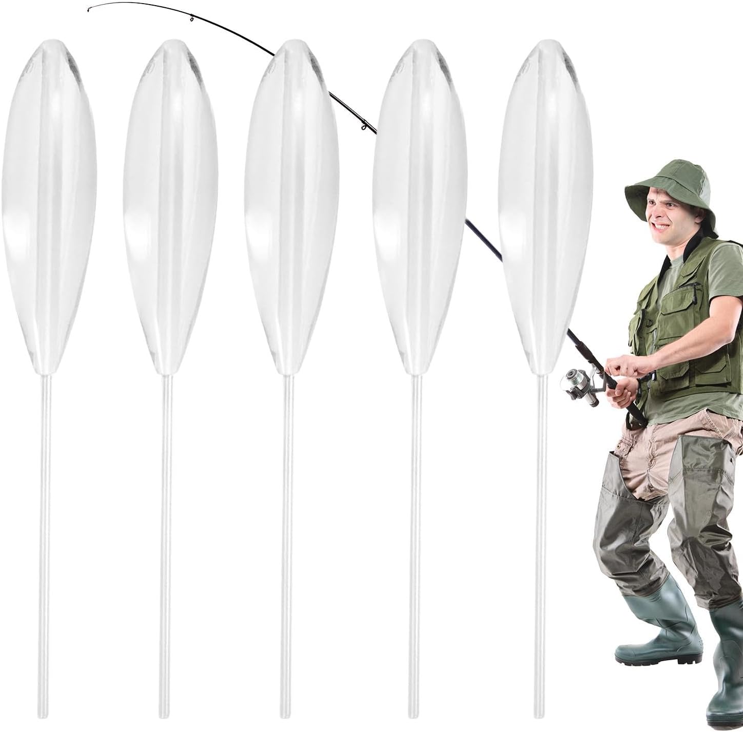 Set of 5 Acrylic Bombarda Fly Fishing Spinning Floats, Sea Fishing ...