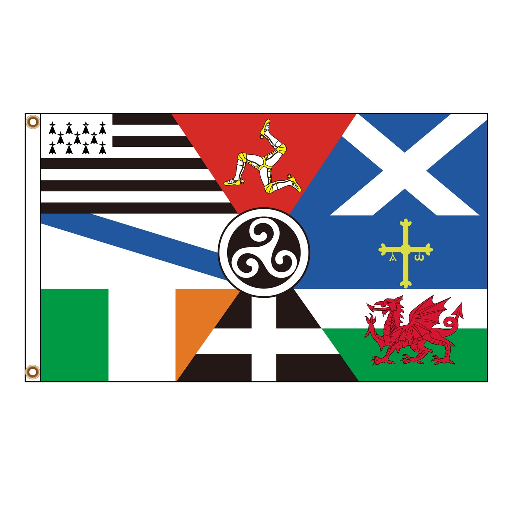 PinkDisplay Celtic Nations British Cornwall flags 3x5ft(90x150cm) eyelets and double stitches ...