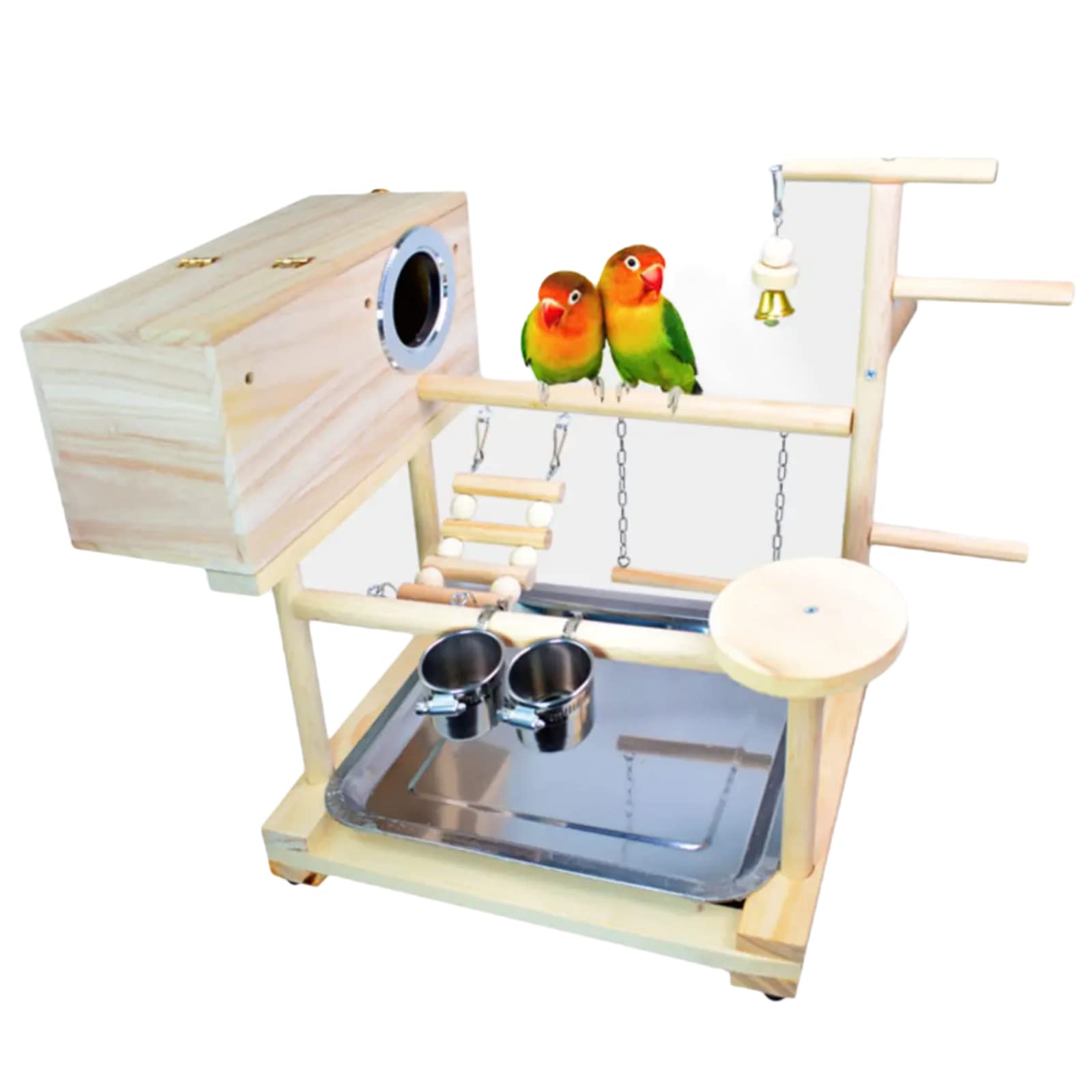 Wooden Bird Gym Bird Playground Wooden Playstand - Parrot Gym With ...