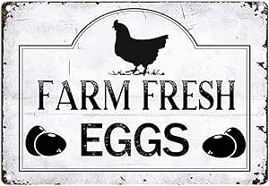 Amazon.com : Farm Fresh Egg Metal Tin Sign-Horizontal Outdoor Chicken ...