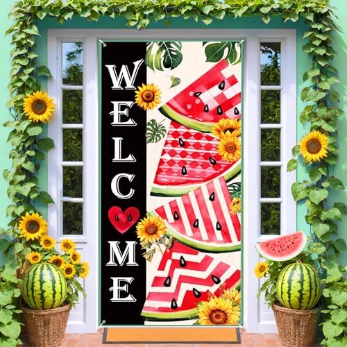 Amazon.com: Spring Door Cover for Door Decorations Sunflower Black ...