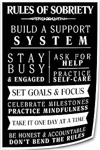 Amazon.com: Wajizvl Addiction Recovery Wall Art Rules of Sobriety ...