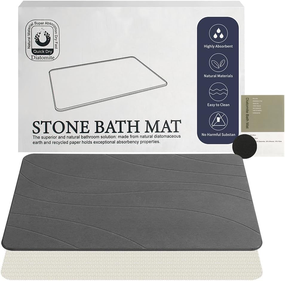 Amazon.com: Robinuspc Stone Bath Mat, Quick Drying Bath Mat for ...