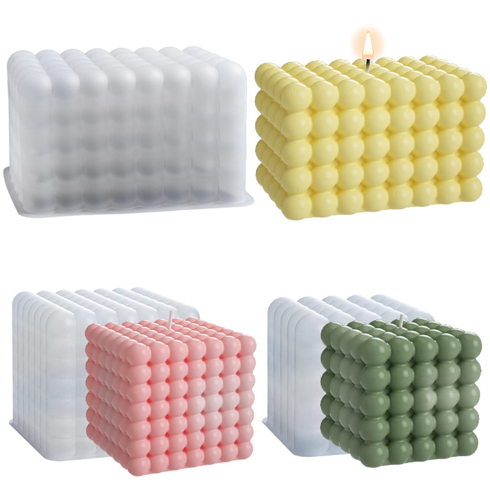 Amazon.com: Xidmold 3pcs 3D Bubble Cube Candle Molds, Silicone Bubble ...