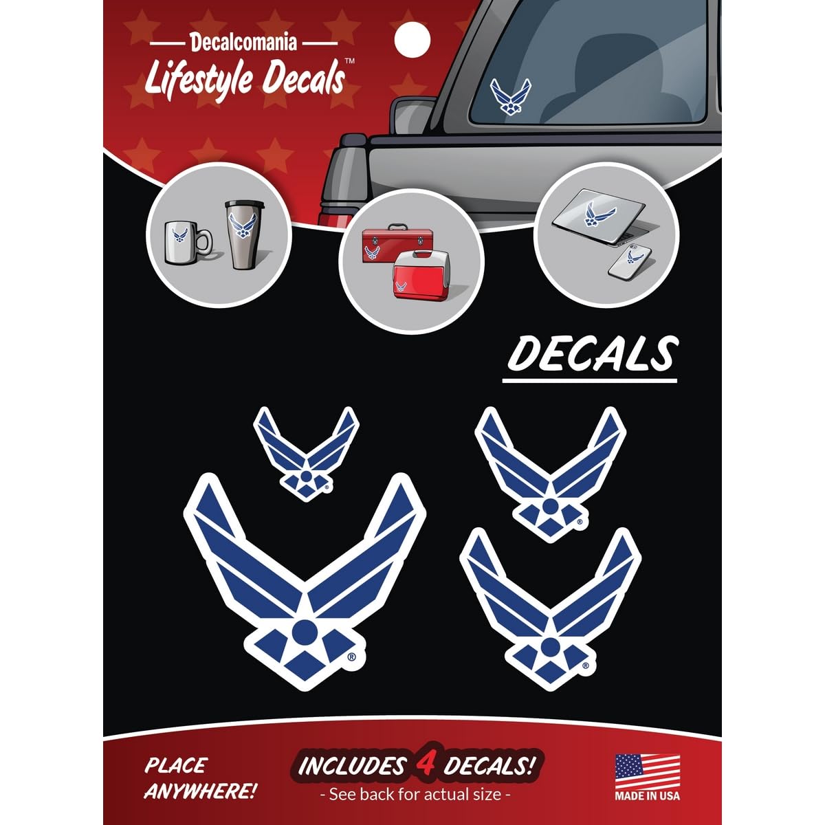 Amazon.com: Officially Licensed US Air Force Decals - 4 Piece Air Force ...