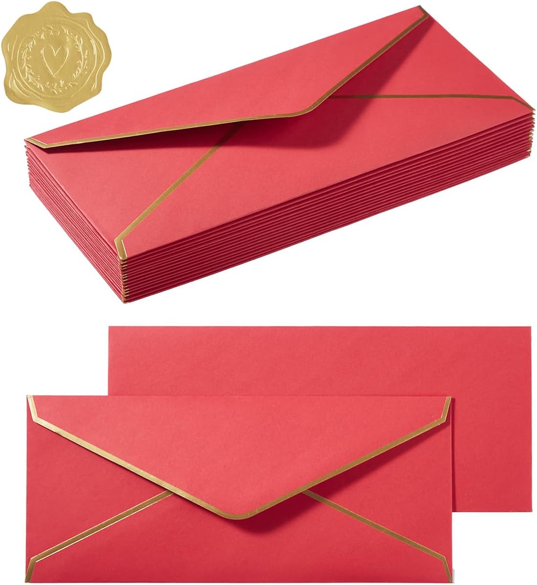Amazon.com : 100 Pack #10 Business Envelopes with Gold Border, Self ...
