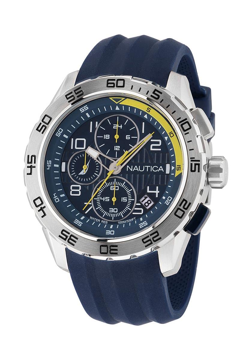 Amazon.com: Nautica Men's NAPNSS301 NST 101 Blue Silicone Strap Watch ...