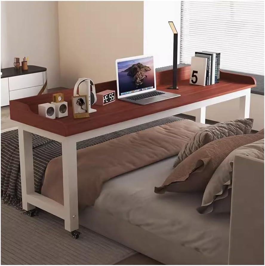 Amazon.com: Overbed Table Solid Wood Overbed Table, Movable Bed Table ...