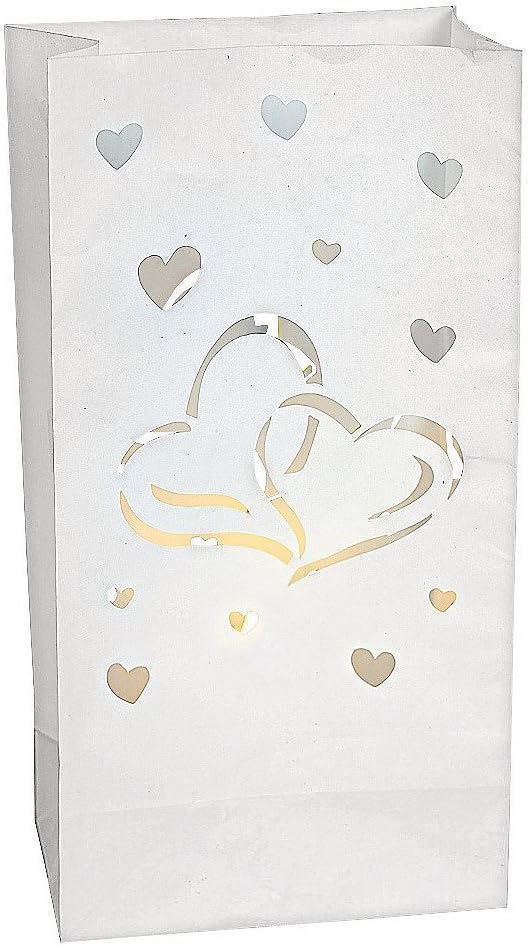 Amazon.com: Luminary Bags Paper Two Hearts (12 Pack) Weddings/Bridal ...