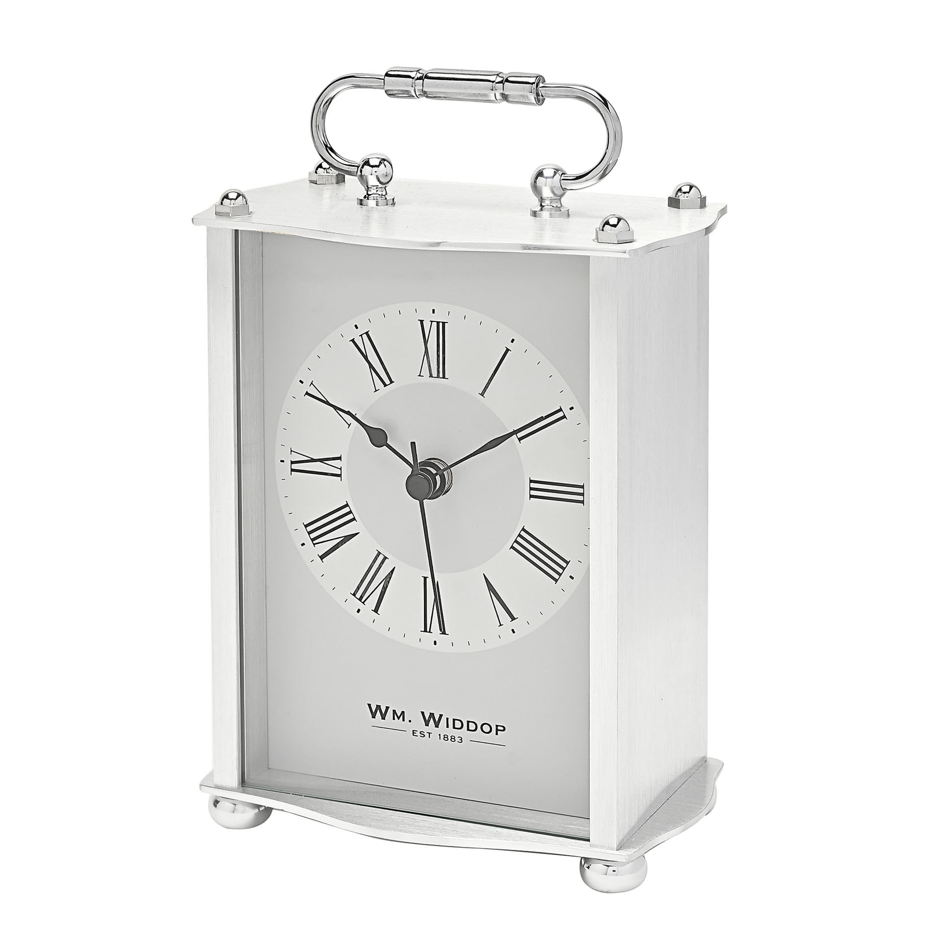 Widdop Carriage Clock in Aluminium Casing with Roman Numeral Dial ...