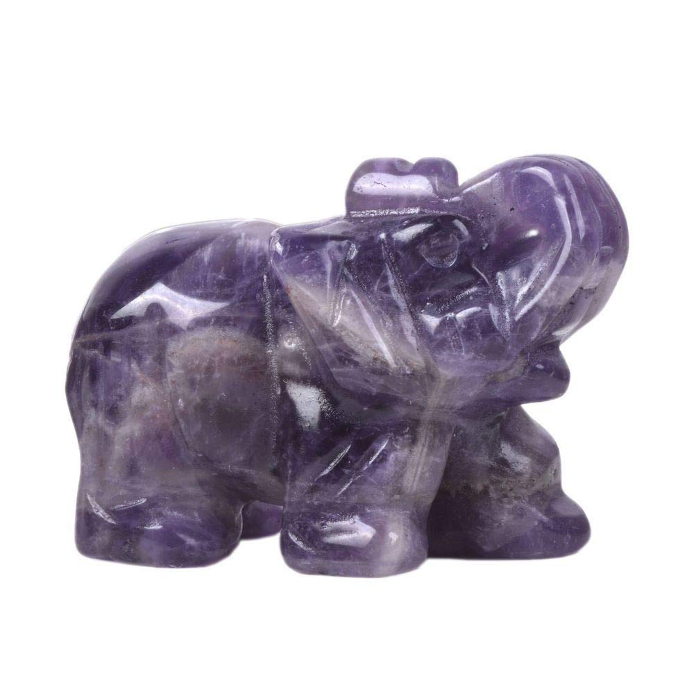 Amazon.com: Justinstones Carved Natural Amethyst Elephant Healing ...