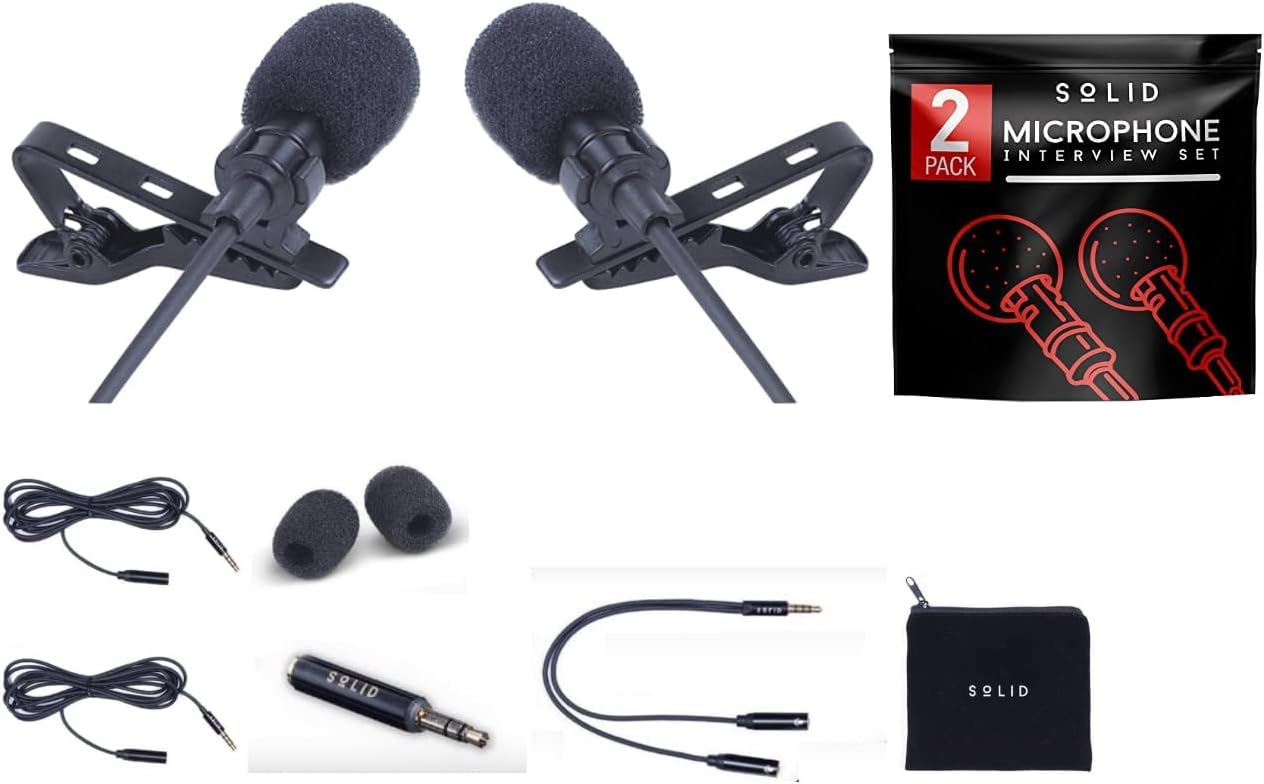 Amazon.com: Solid Clip On Lavalier Lapel Microphone 2 Pack Set for ...