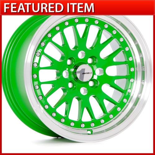 Amazon.com: Avid.1 AV-12 15 15x8 4-100/4-114.3 +15 GREEN WHEELS RIMS ...
