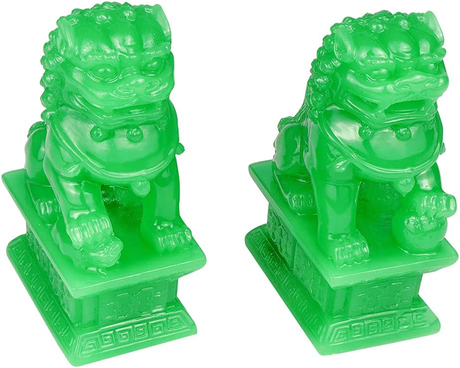 Wealth Porsperity Pair of Fu Foo Dogs Guardian Lion Statues Traditional ...