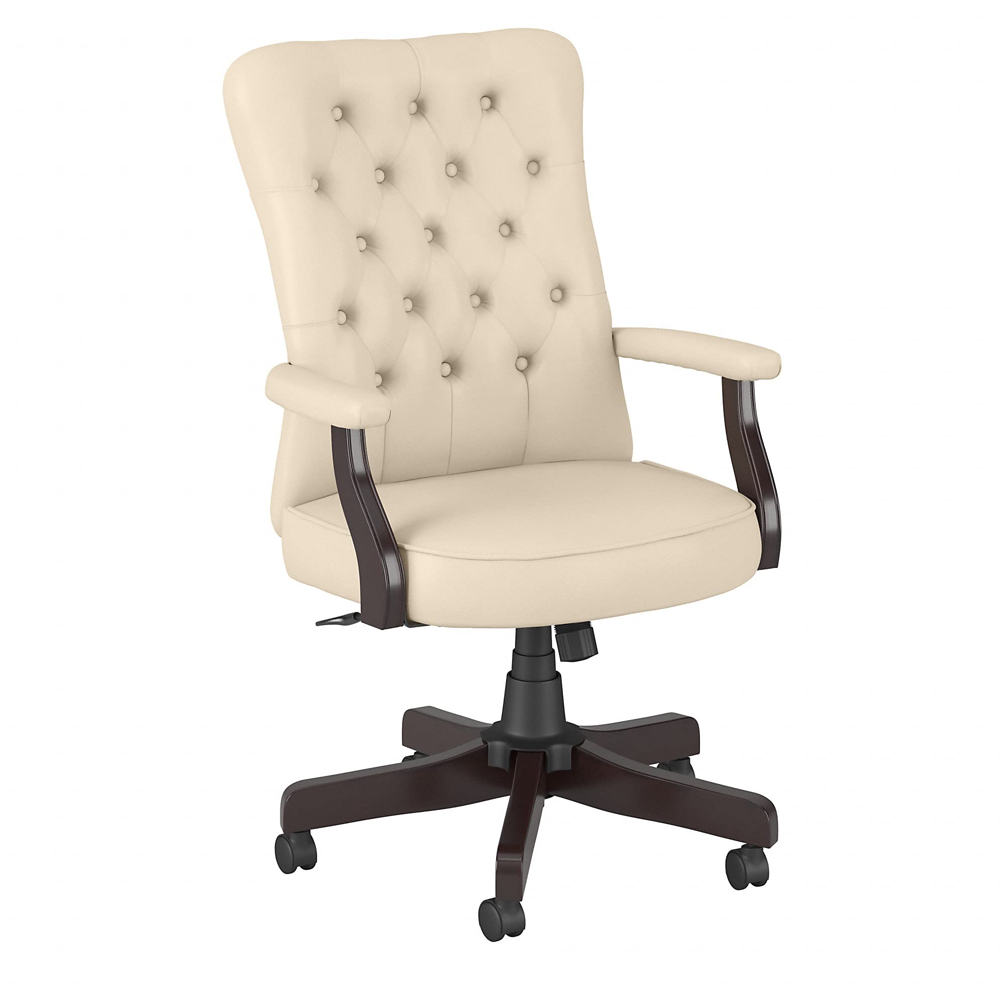 White Leather Tufted Office Chair