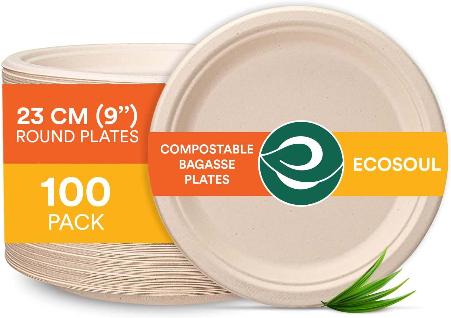Amazon.com: Ecovita 100% Compostable Paper Plates [9 in.] – 150 Disposable Plates Eco Friendly ...