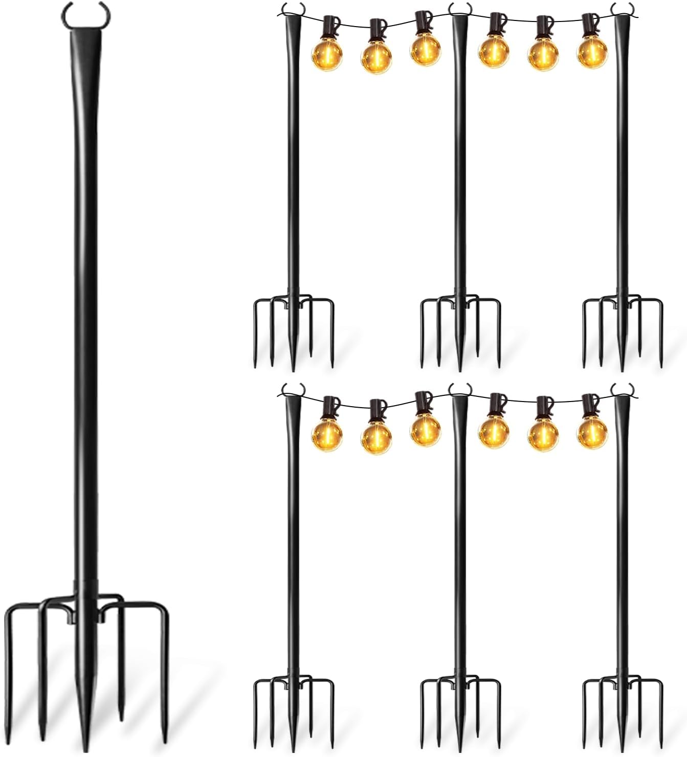 Amazon.com: 6 Pack String Light Poles for Outside, Upgraded Heavy-Duty ...