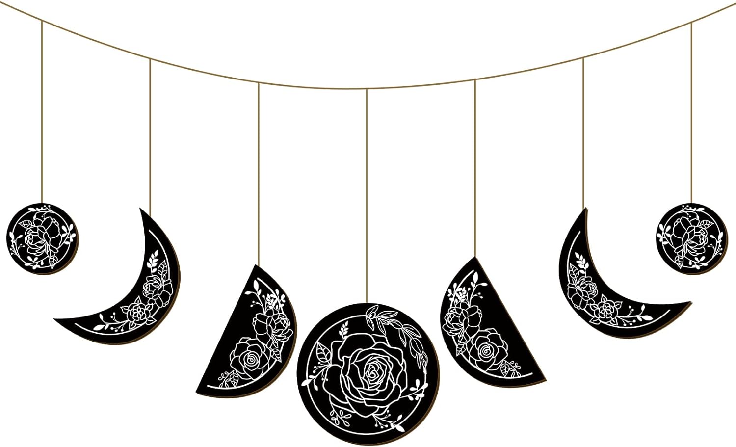 Amazon.com: Wooden Moon Phase Wall Hanging Boho Decor Garland Rustic ...