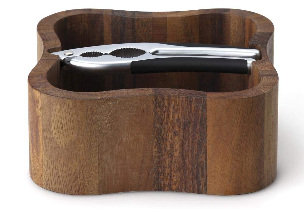 Amazon.com: Continenta Nut Bowl of Acacia Wood with Cracker, Dark Brown ...