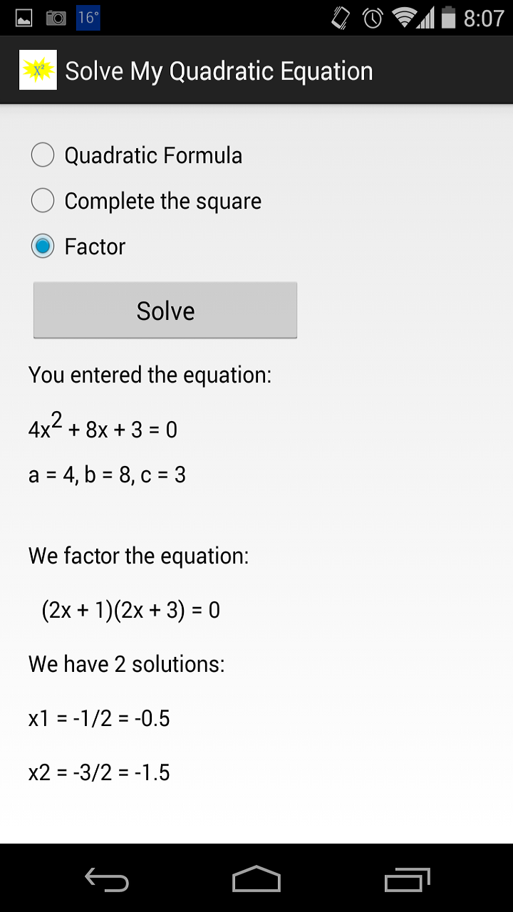 Solve My Quadratic Equation - App on the Amazon Appstore