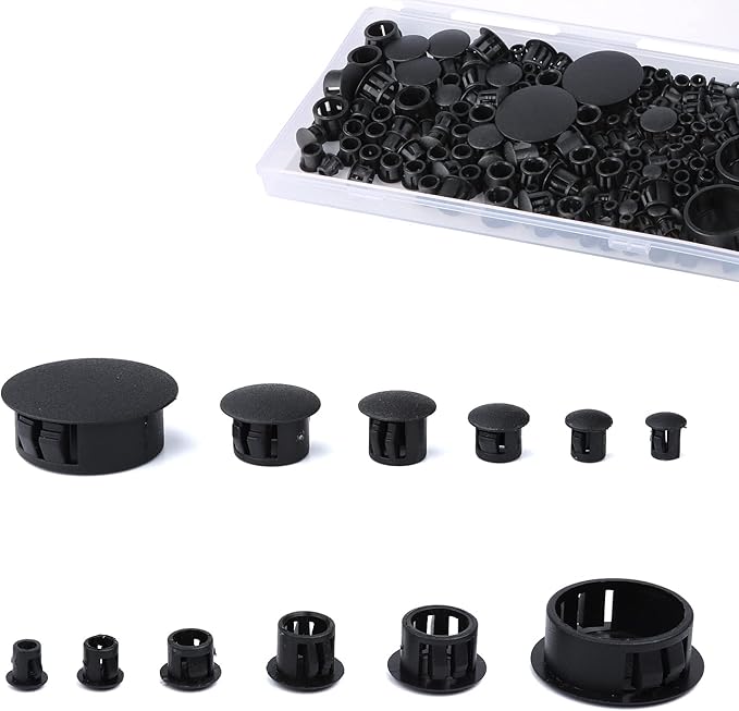 Amazon.com: Savita 6 Sizes Plastic Hole Plugs, Black Srew Hole Plugs ...