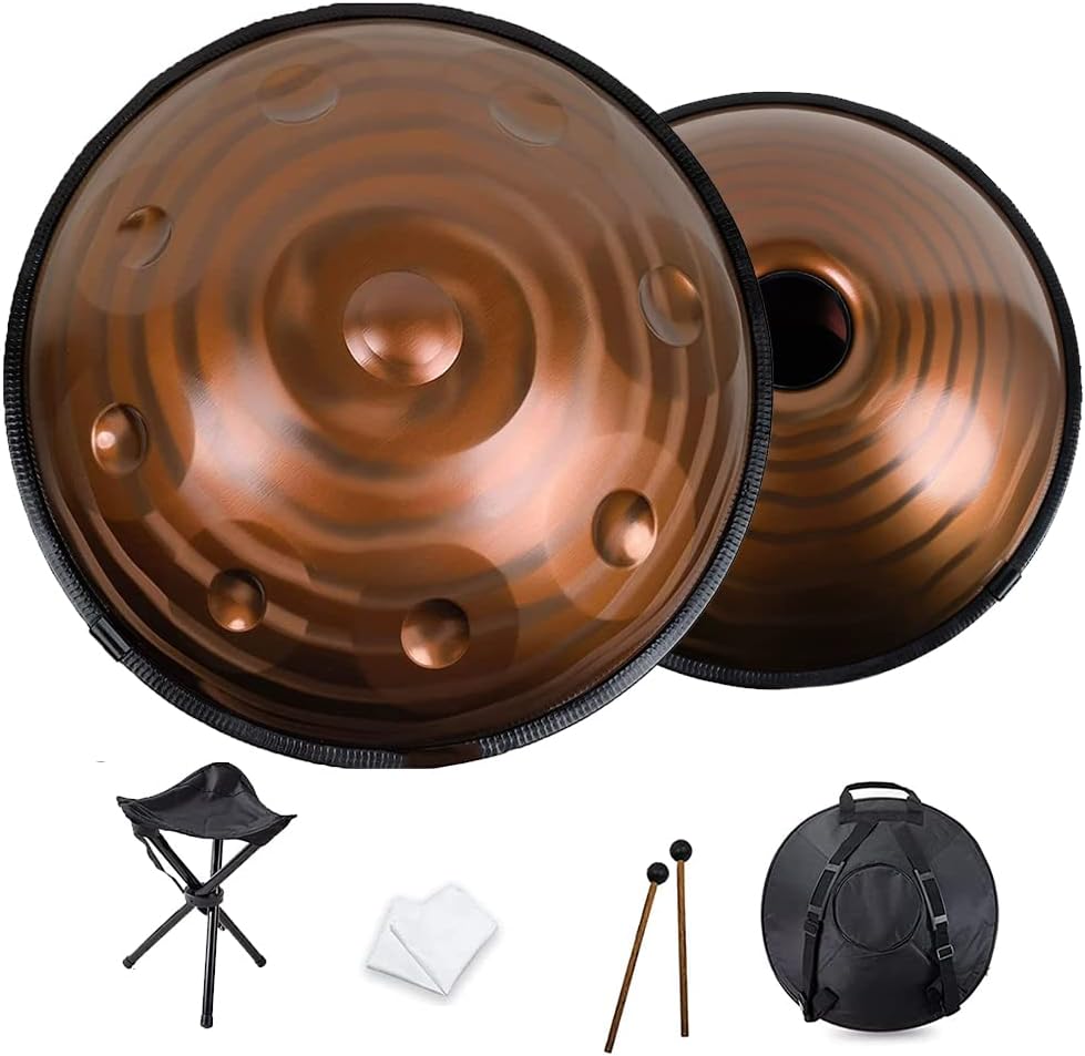 SRMNFADZ Tambours en Acier Handpan 440HZ, Tambour à Main en Acier à 9 ...