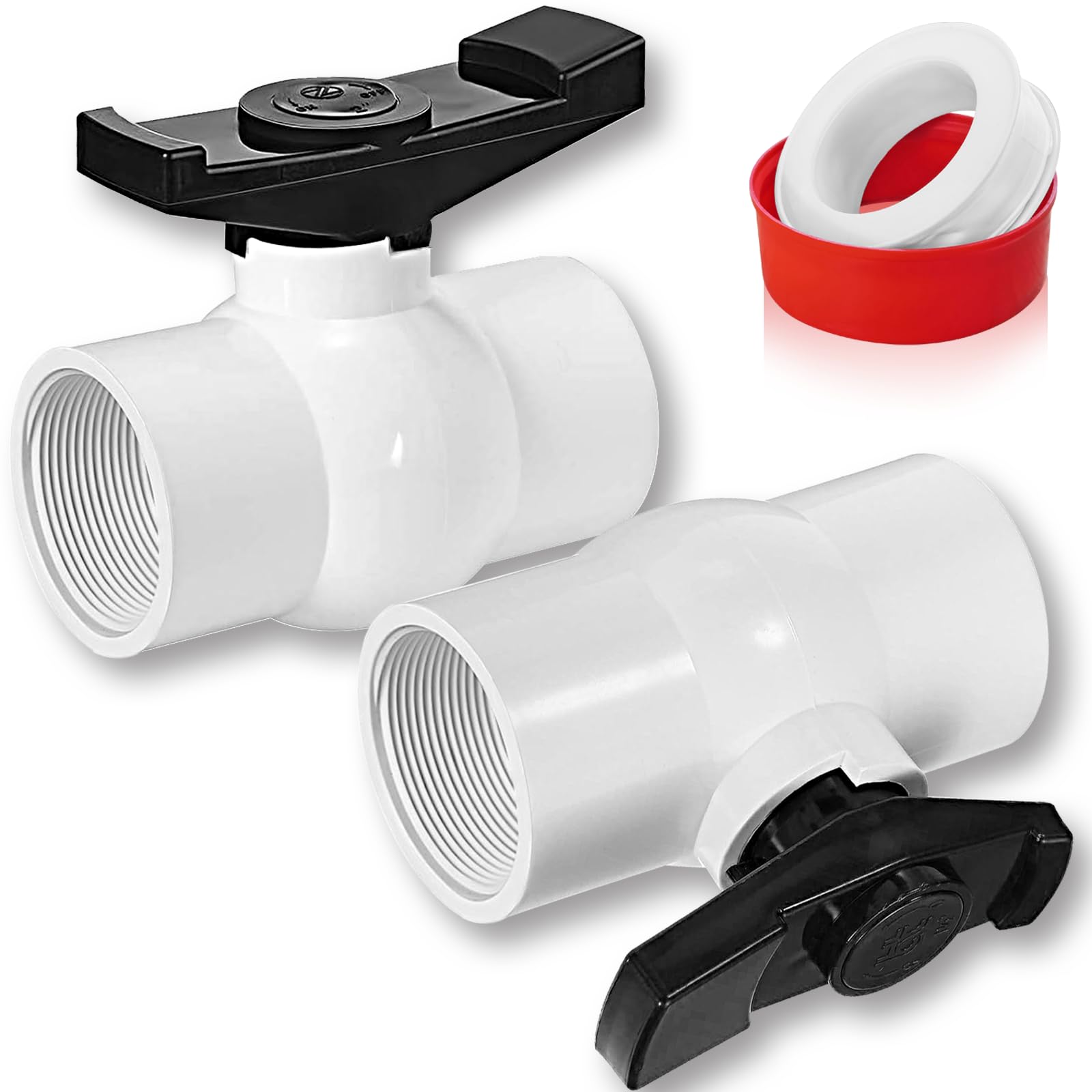 Amazon.com: FANOVO 2 inch PVC Ball Valve, 2Pcs Full Flow Ball Valve ...