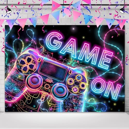 Amazon.com : Yieldeer 7x5ft Game Room Backdrop Retro Video Game Banner ...