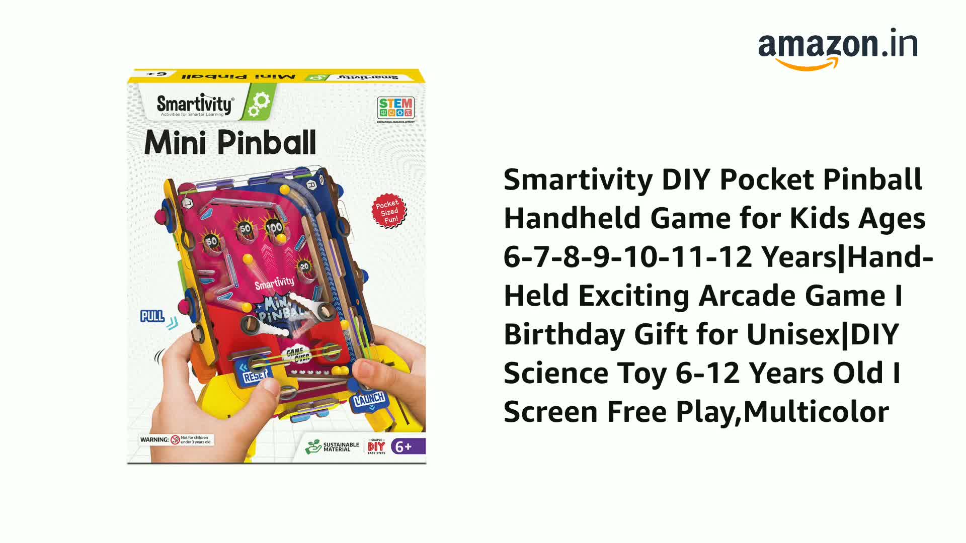 Watch Smartivity DIY Pocket Pinball Handheld Game for Kids Ages 6-7-8-9 ...