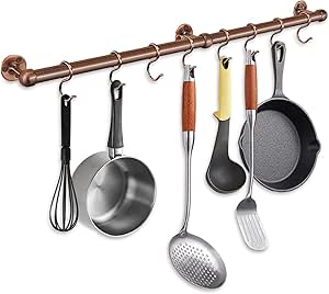 ROTHLEY Copper Pot Rail 23.7 Inch Hanging Pot Rack Stainless Steel ...