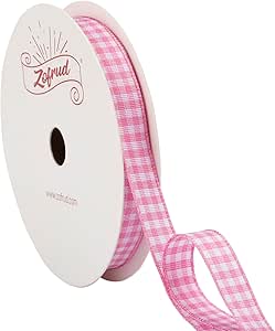 Amazon.com: Zofrud Pink Gingham Ribbon Checkered Plaid Ribbon - 3/8 ...
