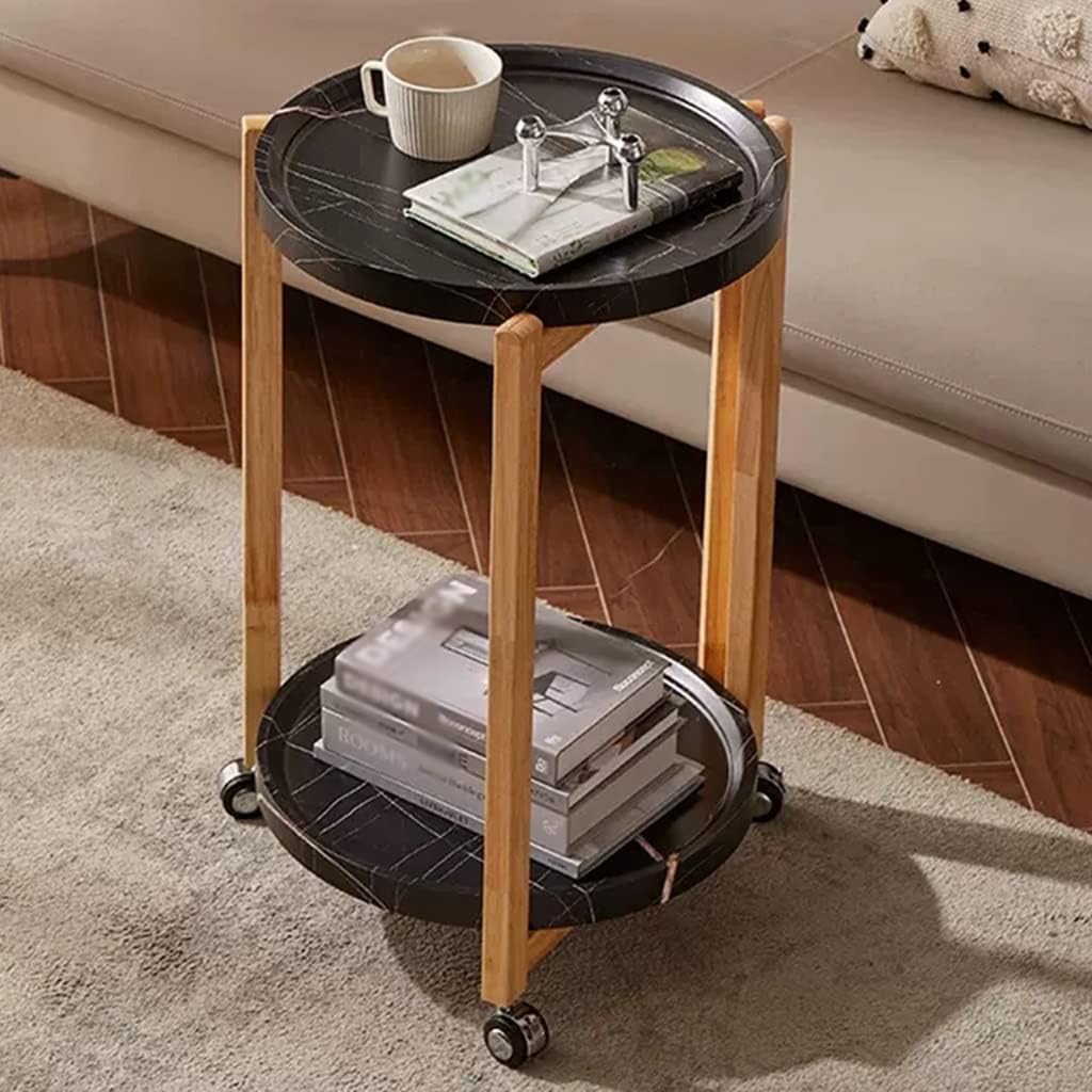 Amazon.com: Small Round End Table, 2-Tier Round Side Table/Bedside ...