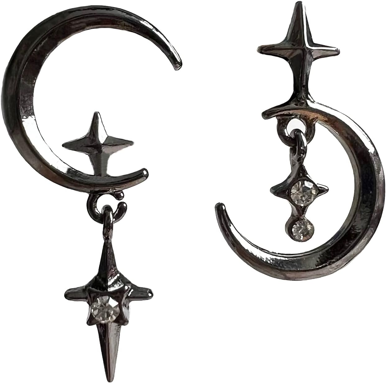 Amazon.com: TIRHTYPLSU Black Asymmetric Moon Y2K Earring Eclipse Gothic ...