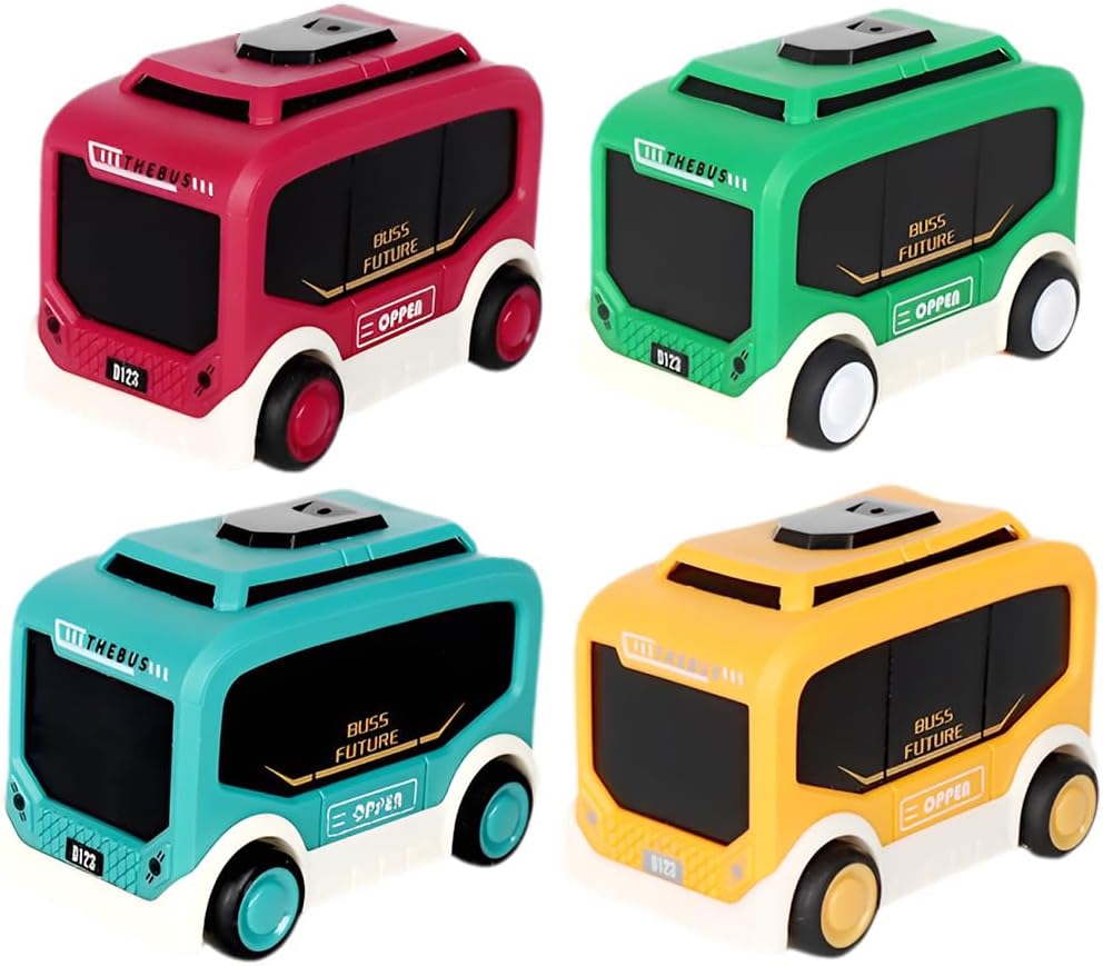 MGKEOUF 4PCS Alloy Diecast Pull Back Bus Toy Vehicles, School Bus Model ...