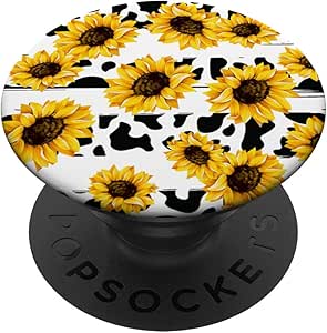 Amazon.com: Aesthetic Boho Cow Print And Sunflower Pattern PopSockets Swappable PopGrip : Cell ...
