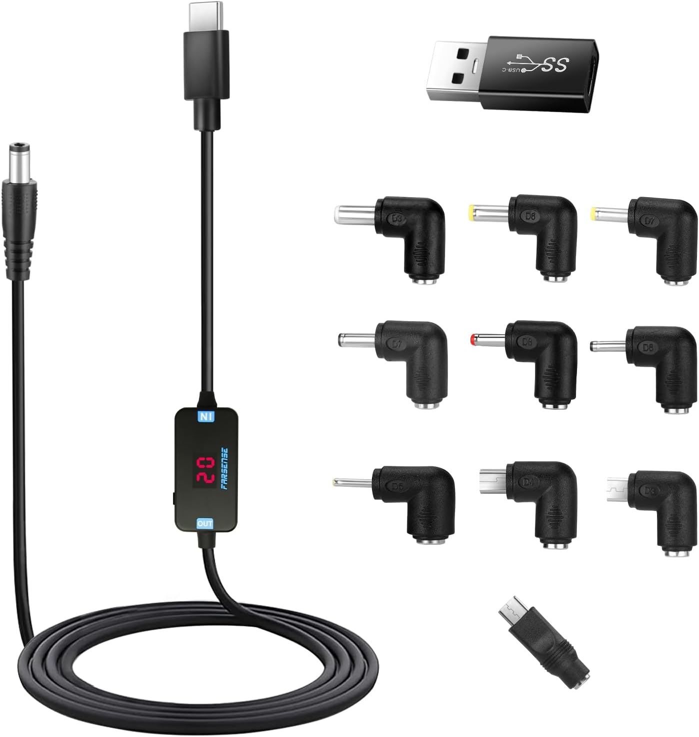 Amazon.com: (5 Pack) JacobsParts USB-C PD 12V DC Fixed Voltage Power ...