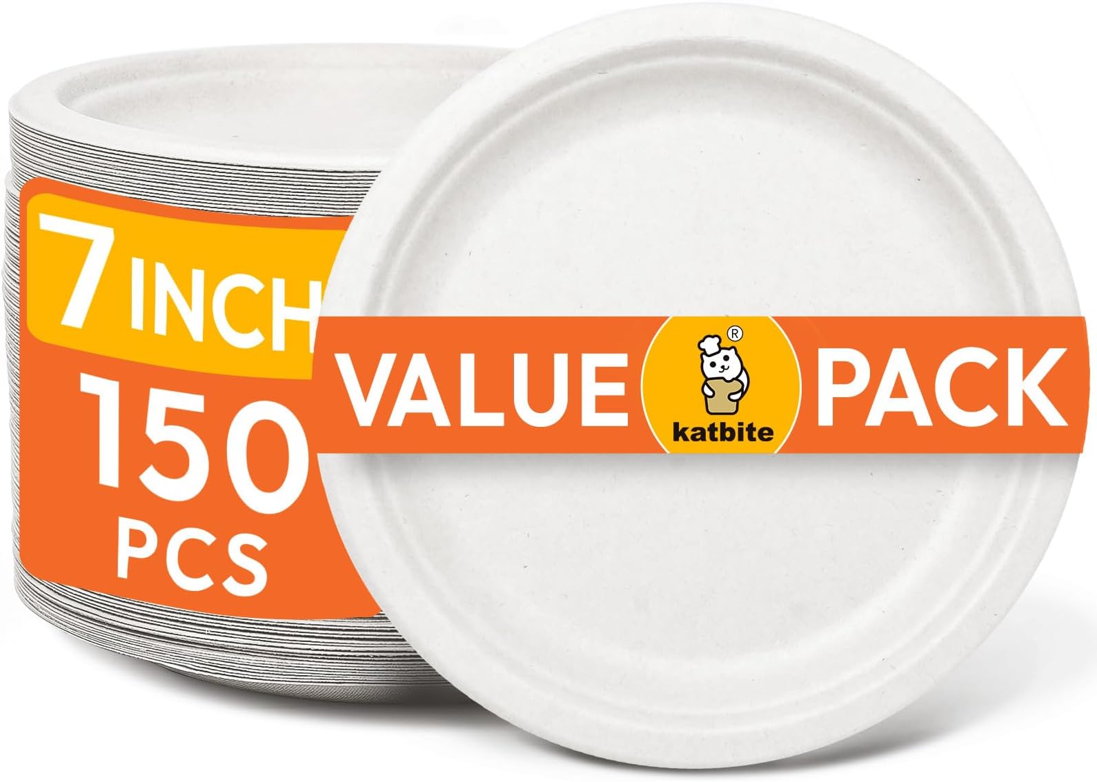 Amazon.com: katbite 100% Compostable Paper Plates Heavy Duty Disposable ...