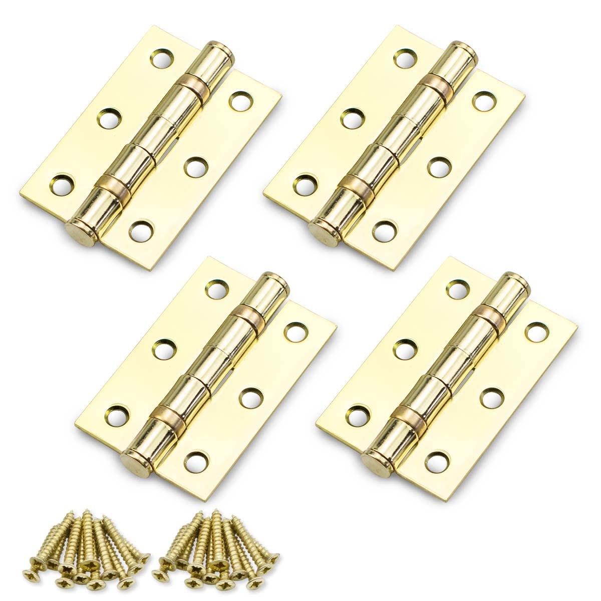 Bwintech 2 Pairs 75 x 50 x 2.0mm(3 inch) Gold Plated Wire Drawing Hinge ...