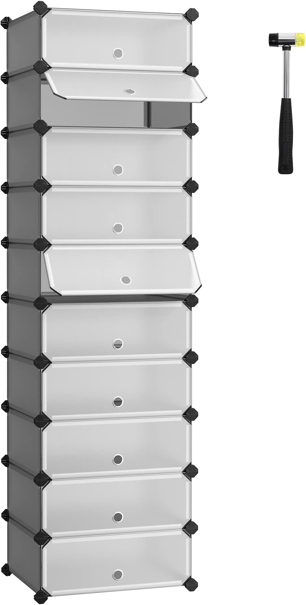 SONGMICS Scarpiera a 10 Scomparti, Scaffale Componibile in Plastica ...