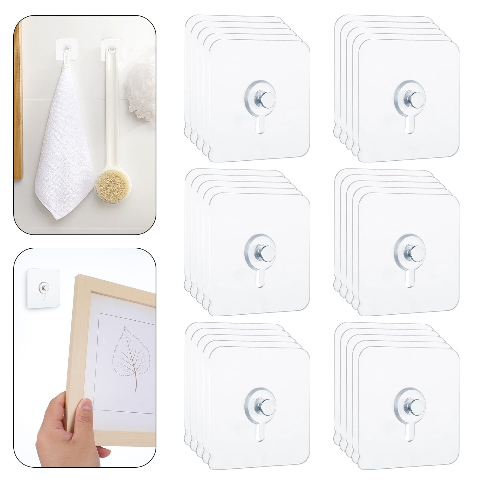 TIESOME 30 Pcs Nail Free Stickers for Walls, Adhesive Hooks Heavy Duty ...