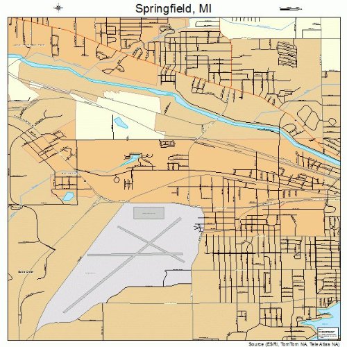 Amazon.com: Large Street & Road Map of Springfield, Michigan MI ...