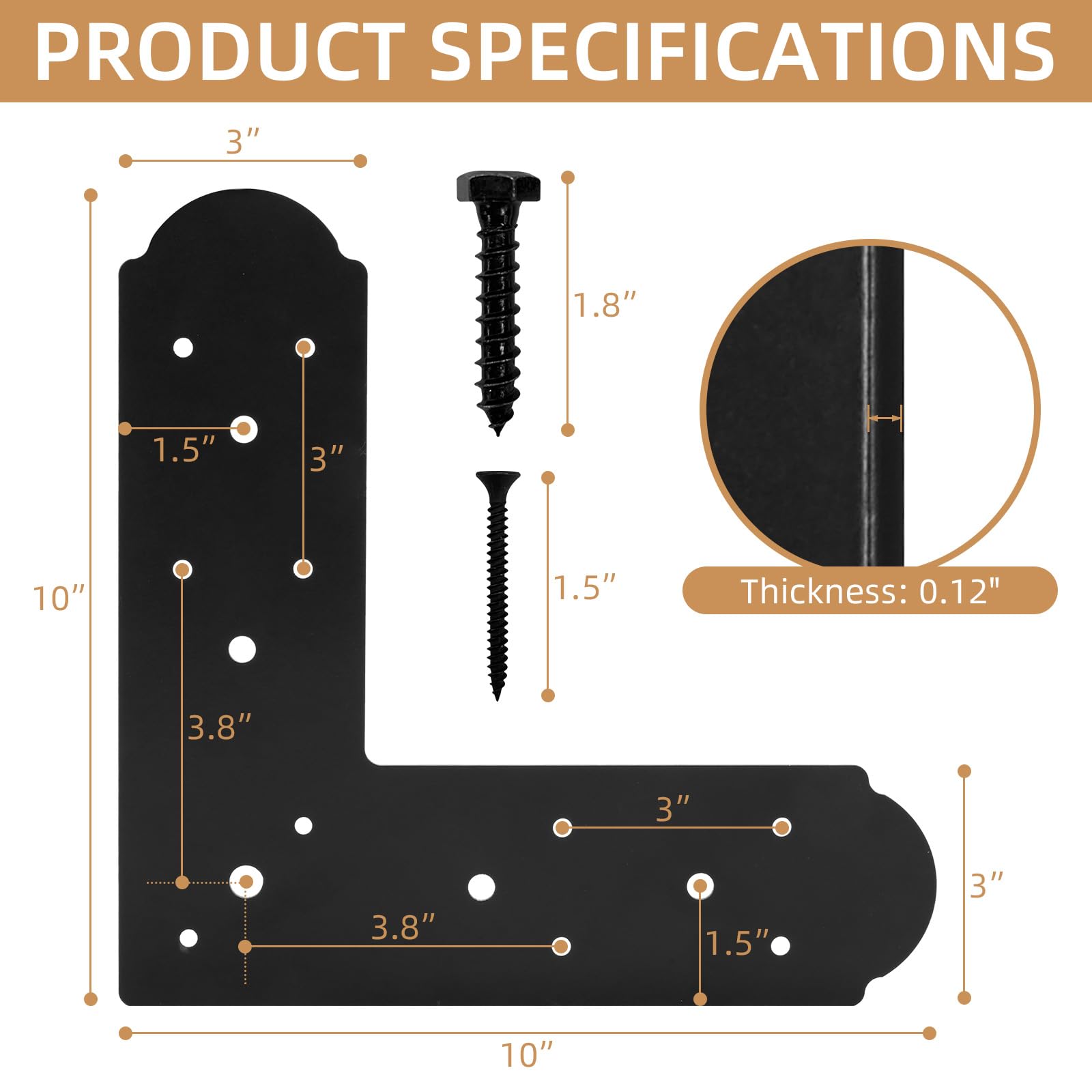 Snapklik.com : Rasugarlary L Shape Steel Flat Bracket, 2 Pcs 10" X 10 ...