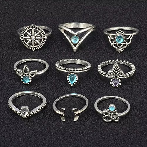 Buy Shining Diva Fashion Oxidized Silver Rings for Women and Girls (Set ...