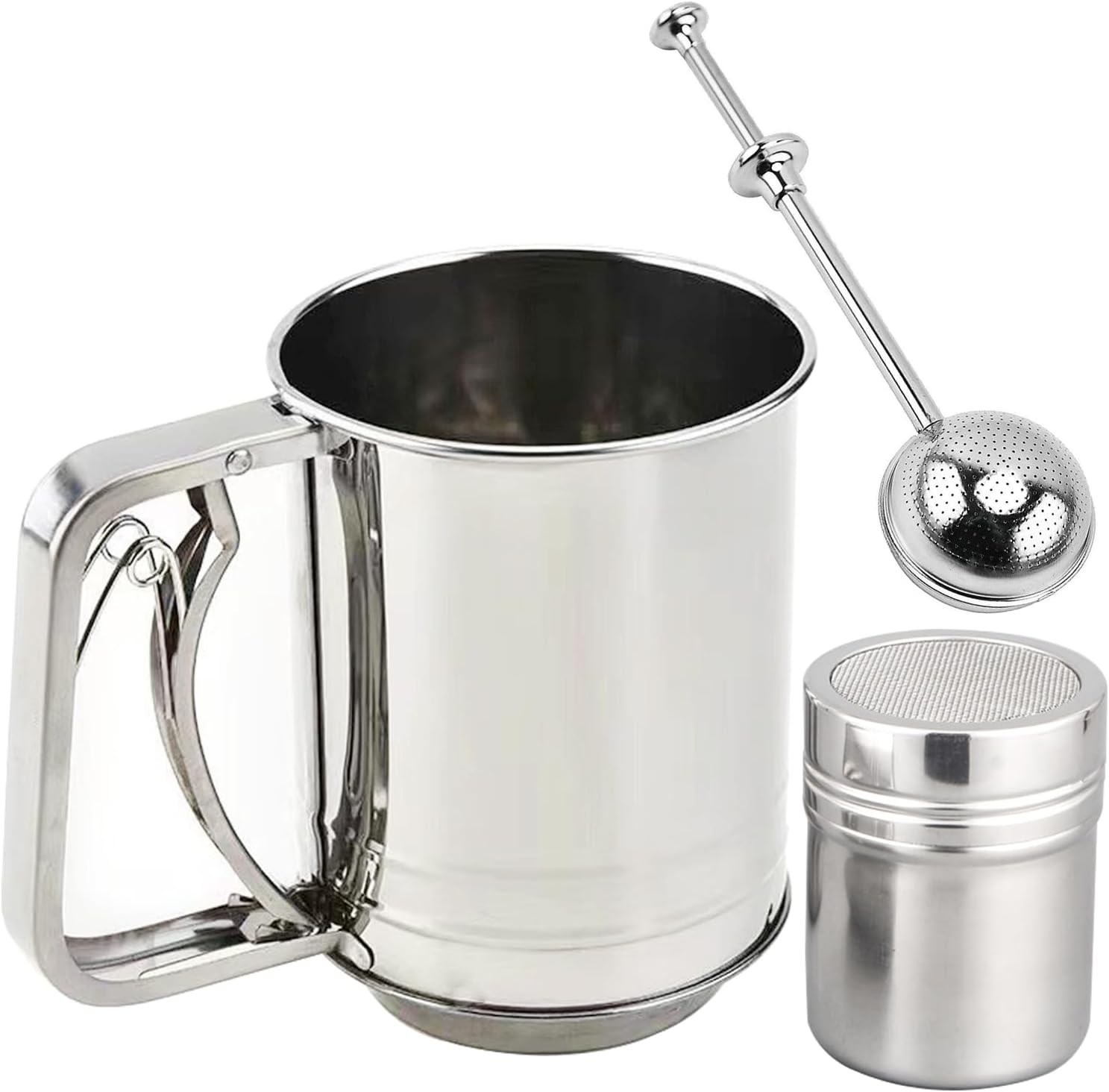 Amazon.com: Flour Sifter 3 Cup Flour Sifter for Baking Stainless Steel ...