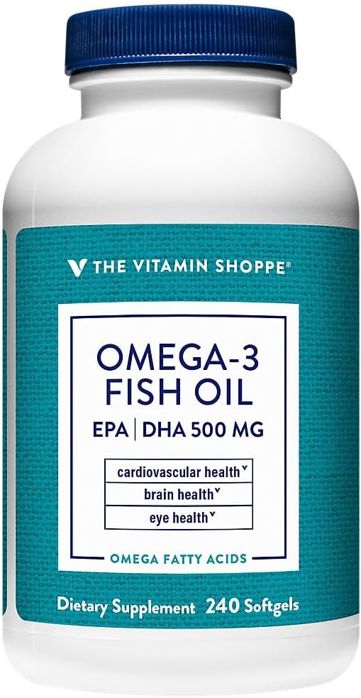 Amazon.com: The Vitamin Shoppe Omega 3 Fish Oil, EPA & DHA 500mg ...