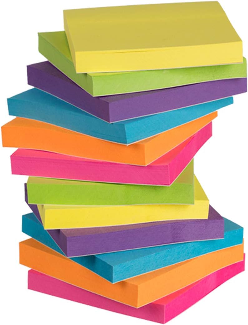 Amazon.com : Ready Office Color Sticky Notes (12-Pads) 100 Sheets Each ...