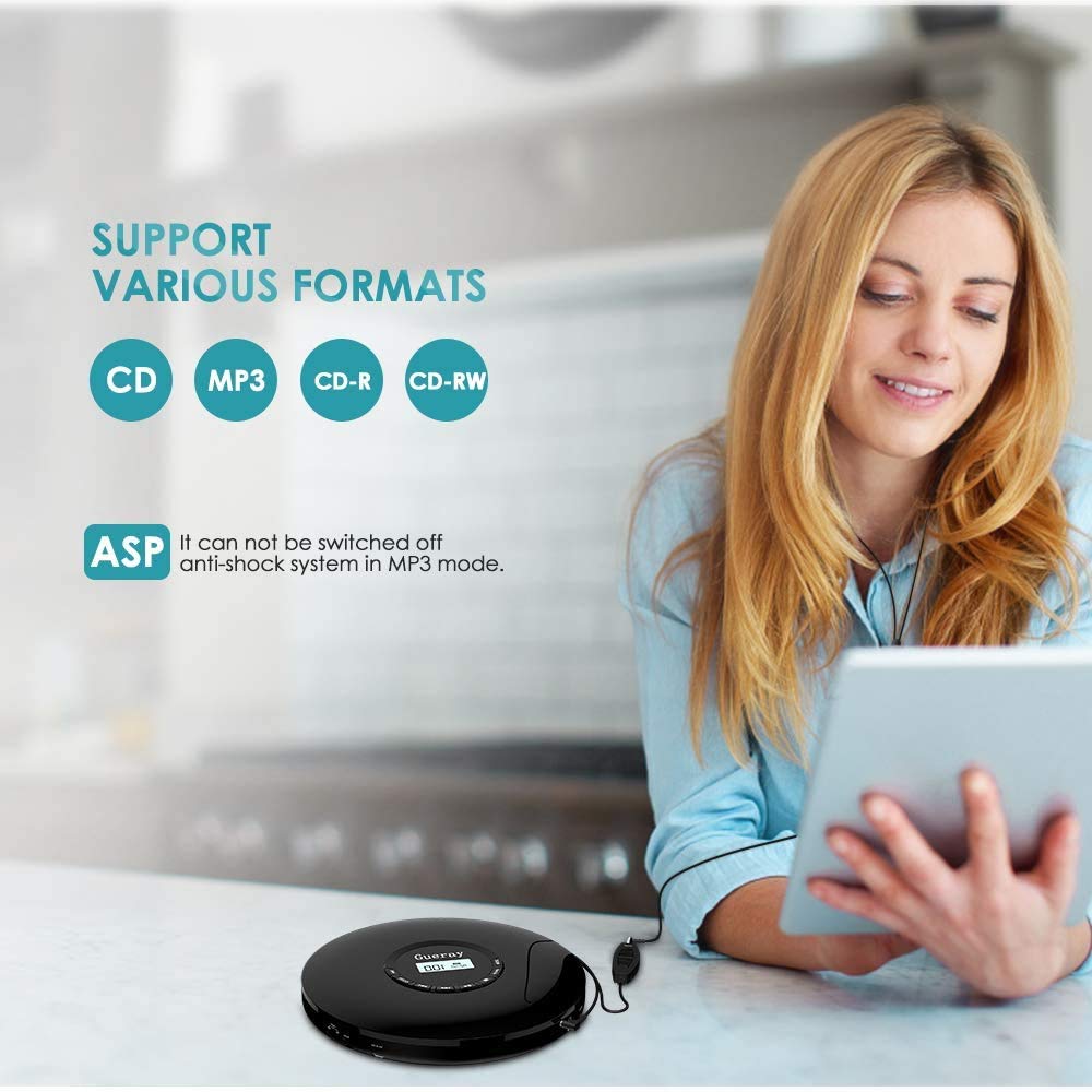 Portable CD Player 1400mAh CD Walkman Gueray Rechargeable CD Player ...